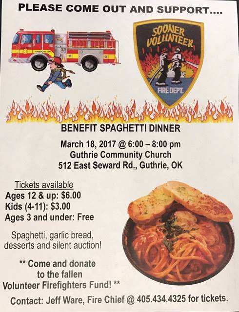 Sooner Volunteer Fire Department to hold benefit spaghetti dinner ...