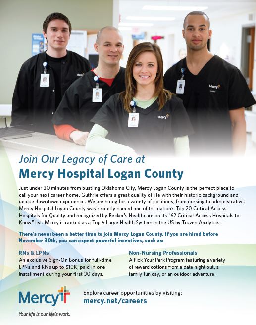 Mercy Hospital Logan County hiring for positions – Guthrie News Page