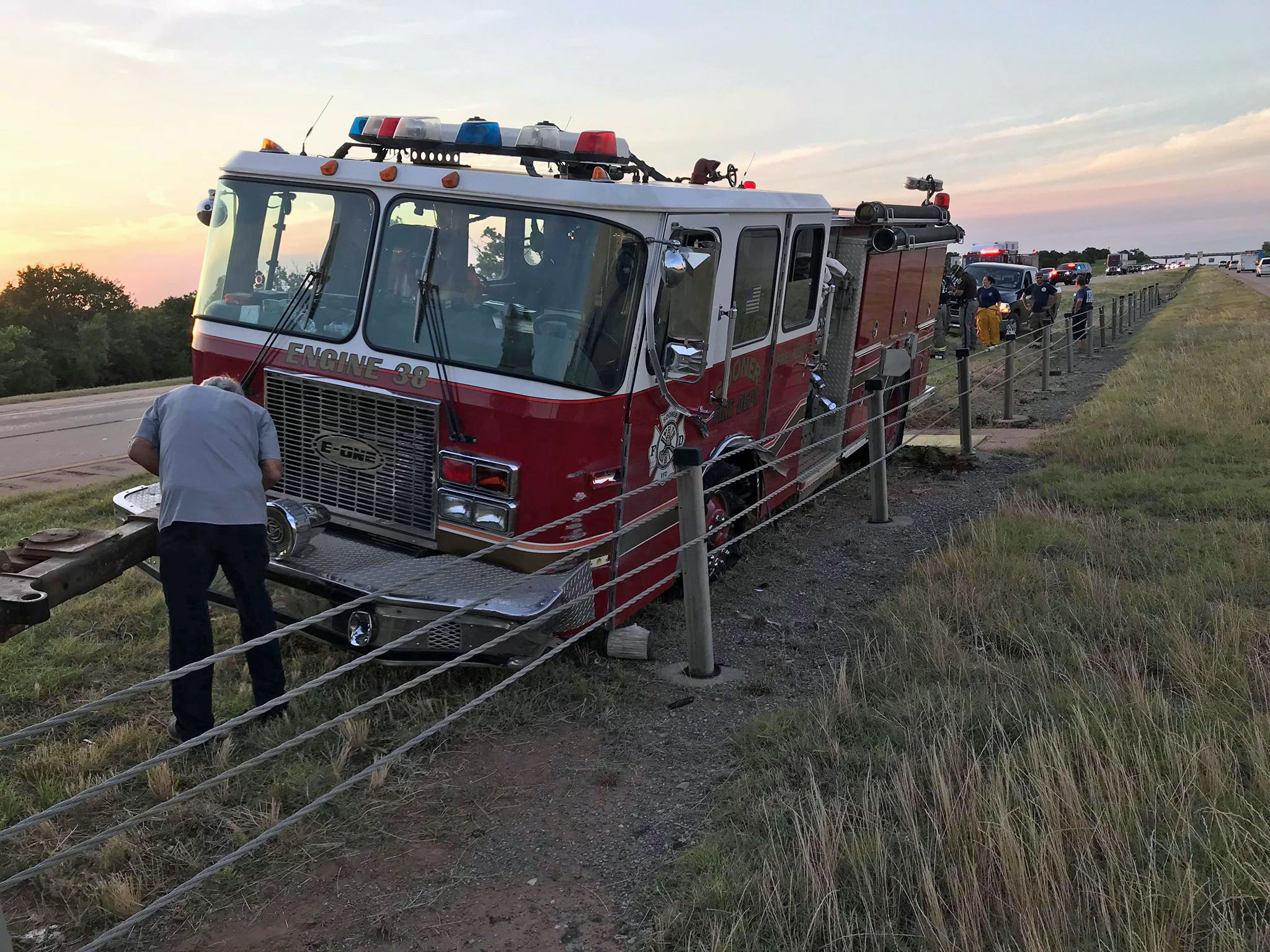 Sooner fire truck crashes into cable barriers on I-35 – Guthrie News Page