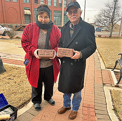George, KarAn Privette place brick pavers for Veterans – Guthrie News Page
