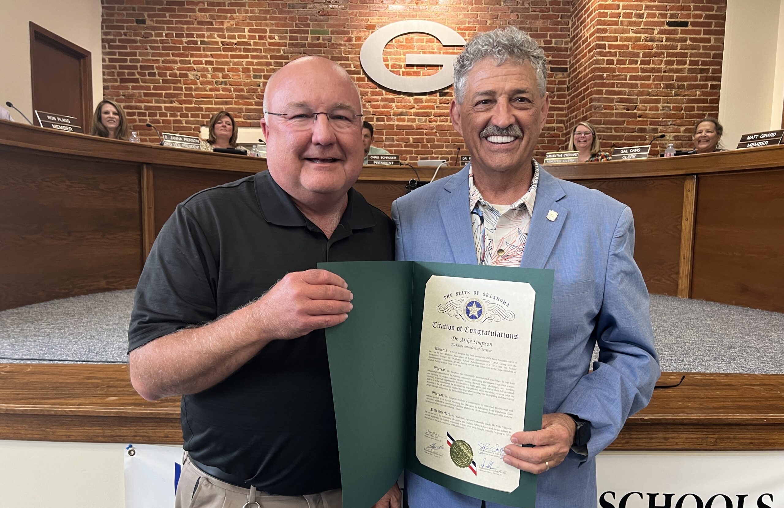 Superintendent Dr. Mike Simpson honored by State Legislature – Guthrie ...