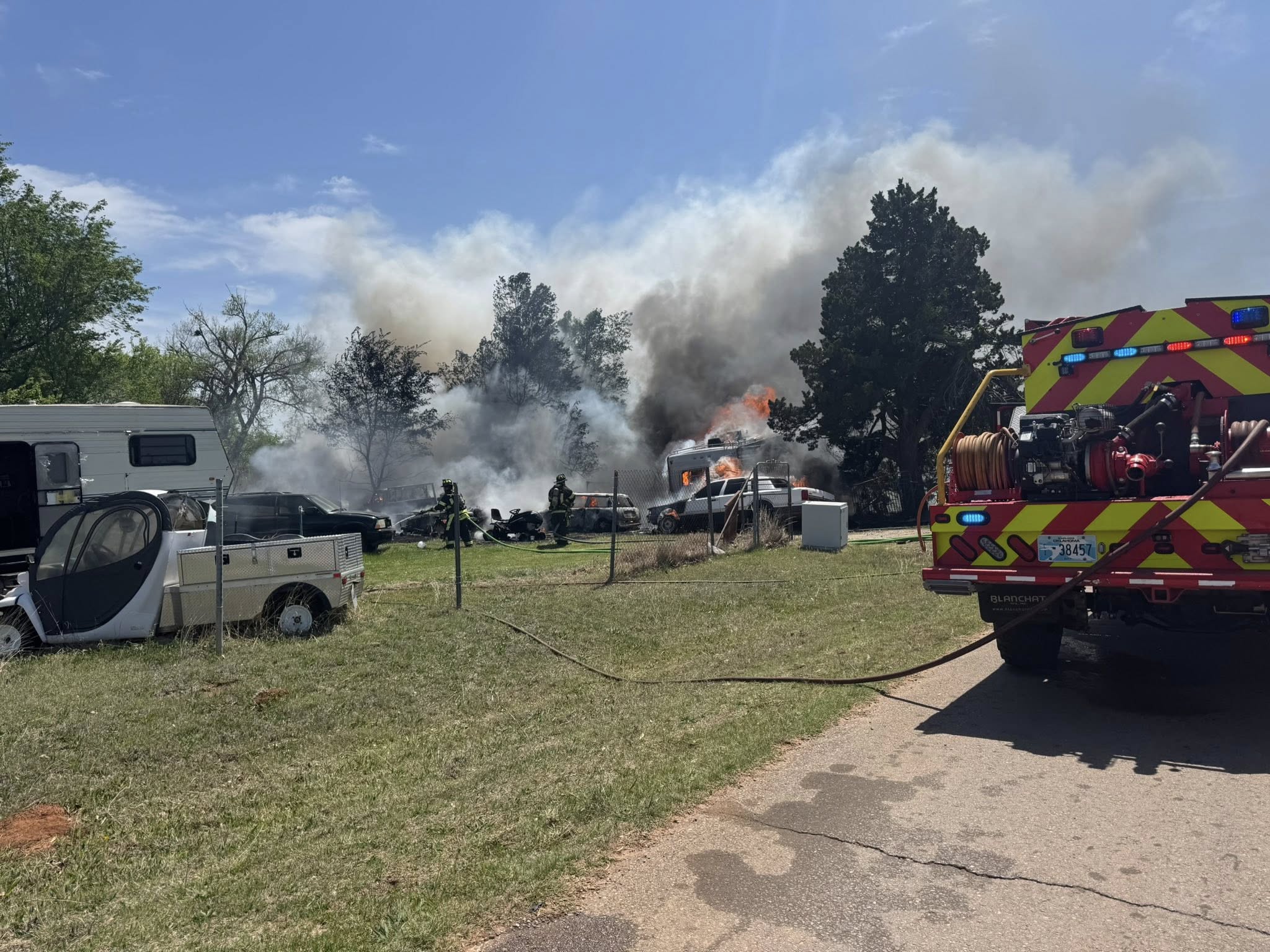 GFD contains blaze involving RV, vehicles, and equipment on S. Pine ...