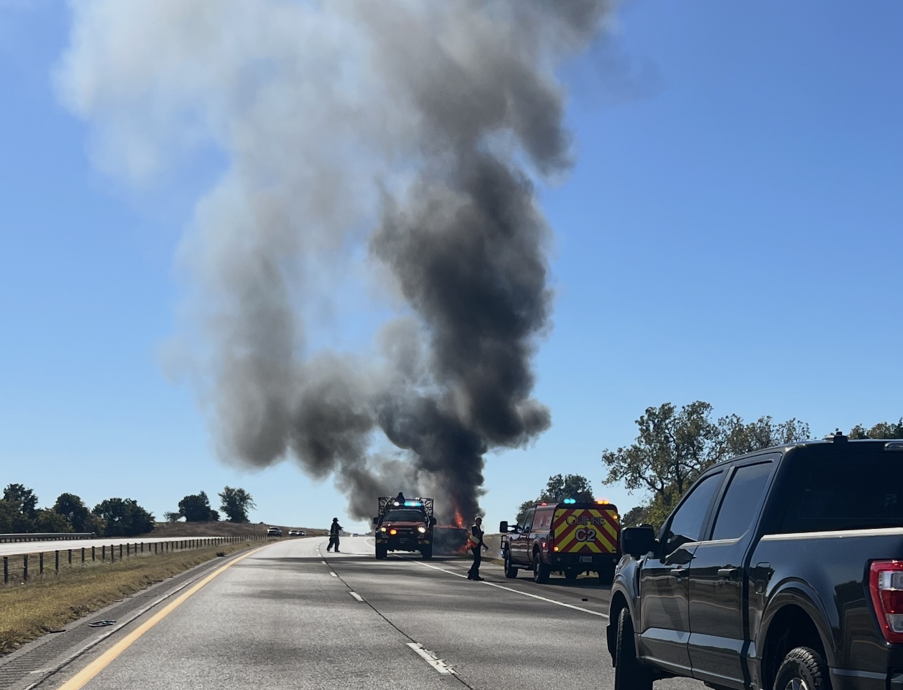 Vehicle fire slows southbound traffic on I-35 near Guthrie – Guthrie ...
